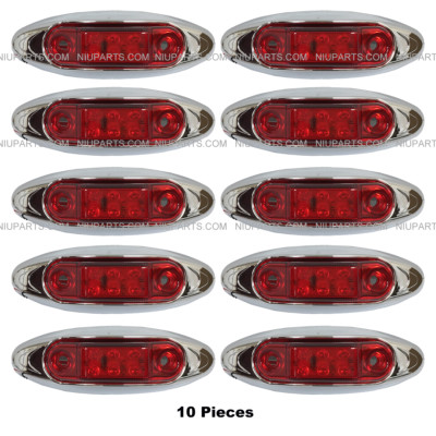 10 pcs 4" Oval 6 Diodes Red/Red LED Side Marker Light | eBay