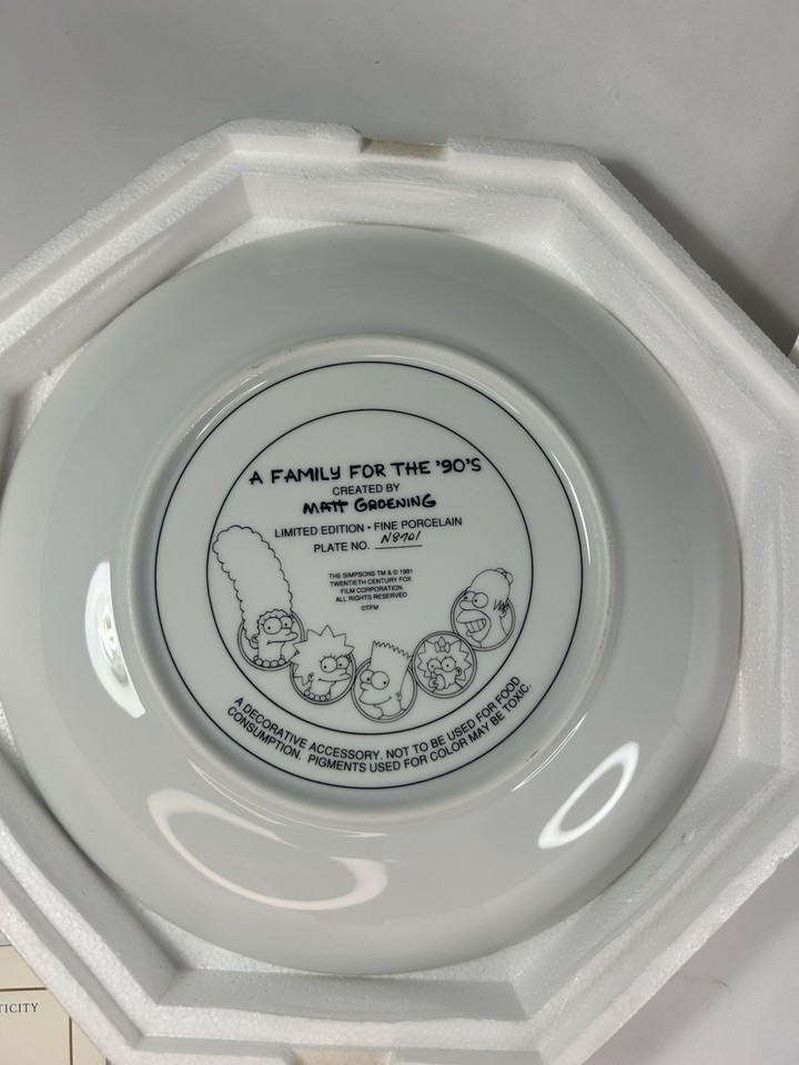 The Simpsons A Family For the 90s Franklin Mint Collector Plates Matt ...