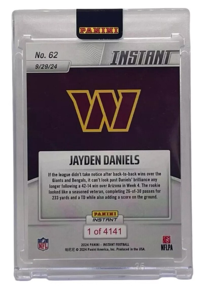 2024 Panini Instant NFL Jayden Daniels Rookie RC Card Silver Prizm SP 1 ...