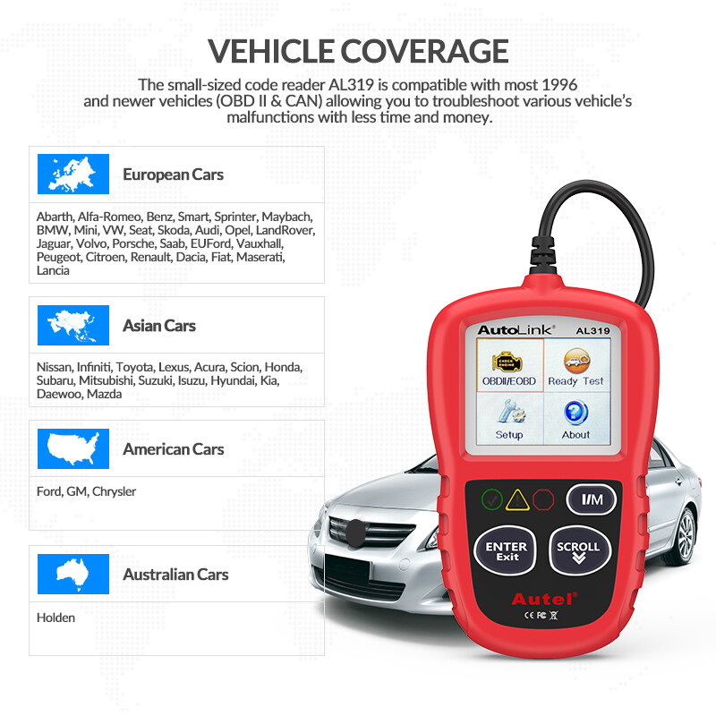 Autel Autolink AL319 OBD2 Scanner Code Reader Check Engine Car Diagnostic Tool | eBay