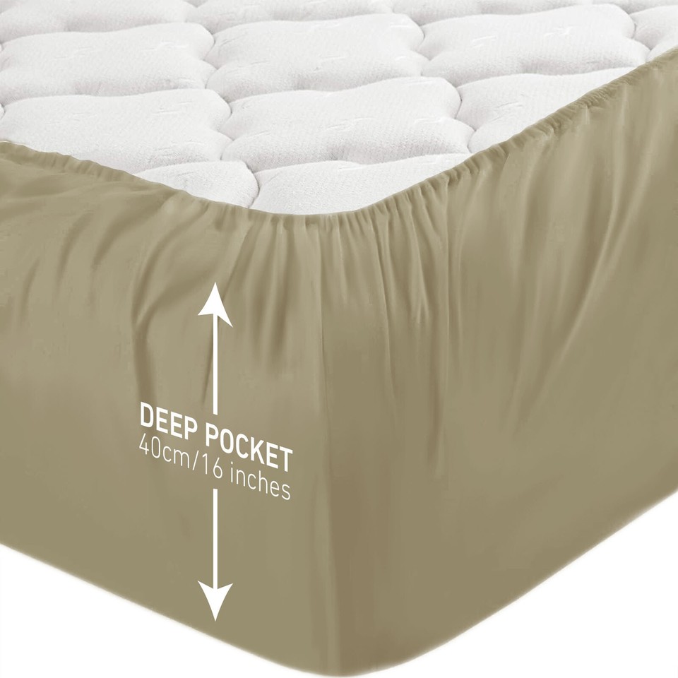 Extra Deep 40CM Fitted Sheet Full Bed Sheets Single Double King Super ...