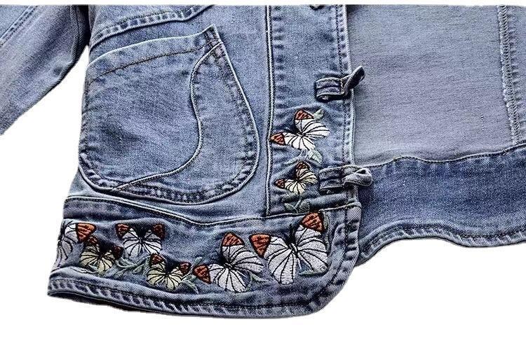 Women's Casual Fashion Chinese Ethnic Frog Embroidery Jeans Denim ...