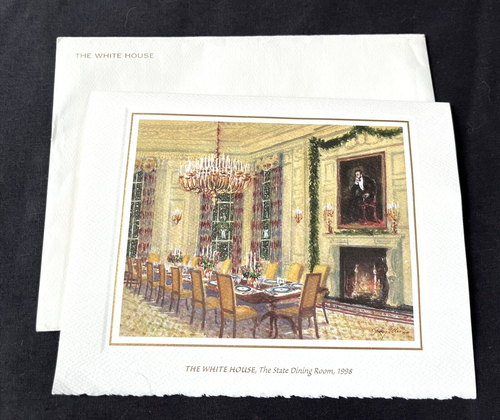 1998 White House Christmas card showing The State Dining Room From Bill ...
