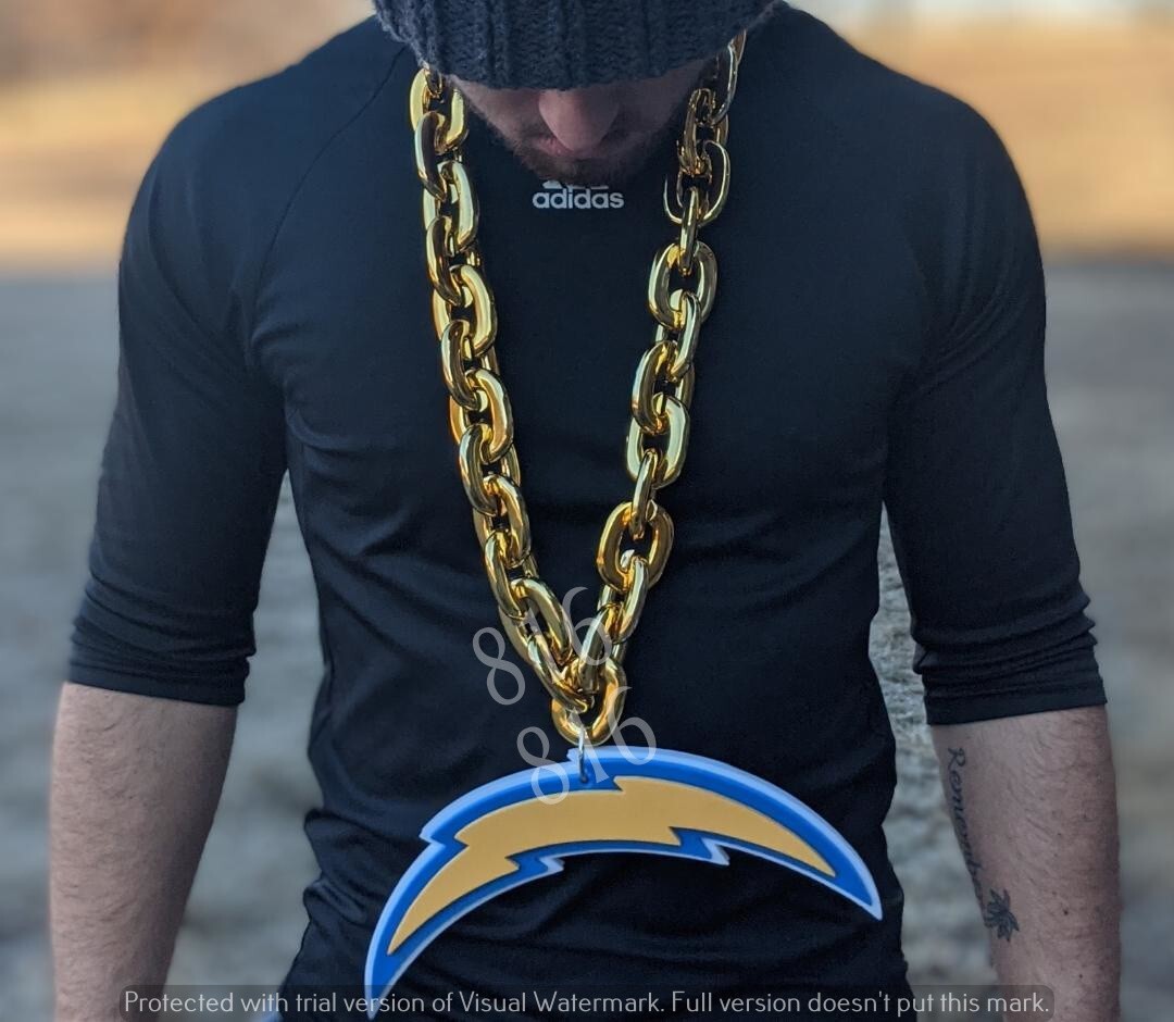 Los Angeles Chargers Fan Chain, Giant Gold Necklace Licensed NFL ...