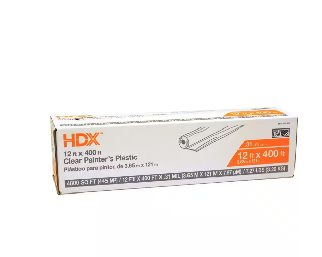 12 Ft. W X 400 Ft. L 0.31 Mil High Density Painters Plastic Sheeting | eBay