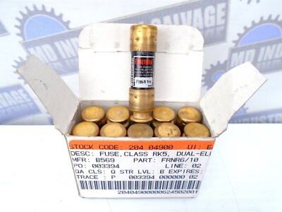 (BOX of 10) Bussman / FUSETRON FRN-R-6/10 - RK5 FUSES - 250VAC - (NEW ...