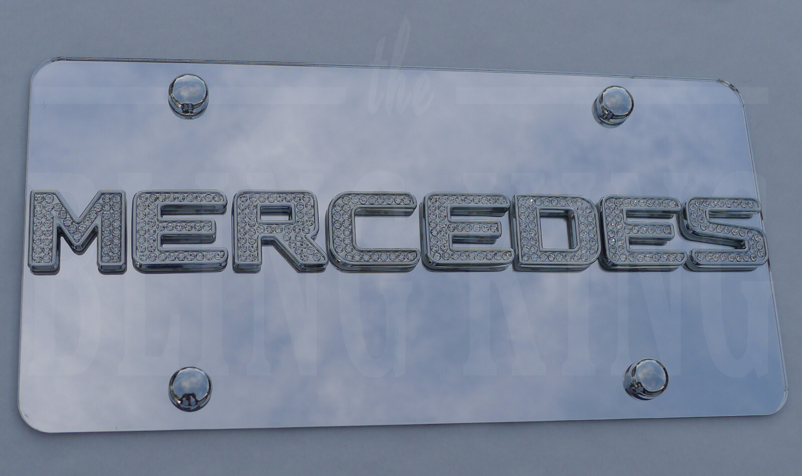 Mercedes Benz Chrome License Plate Tag w/ Swarovski Iced Out Crystal ...