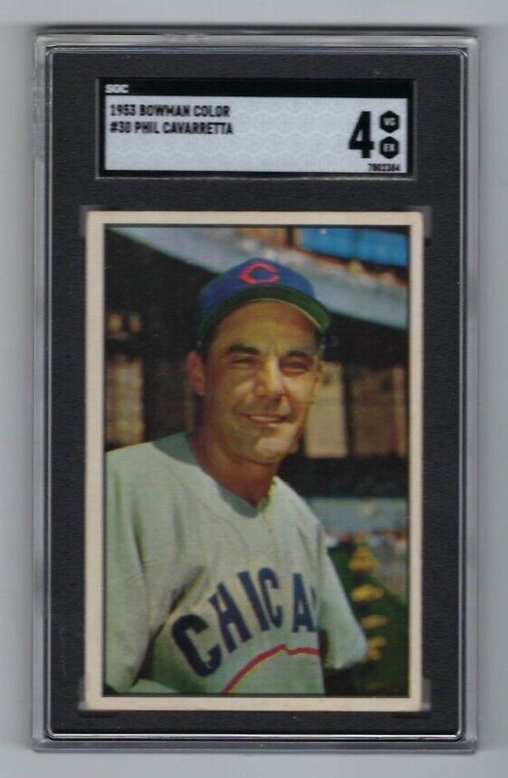 1953 Bowman Color baseball card #30 Phil Cavarretta Chicago Cubs graded ...