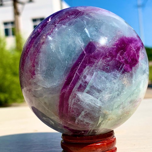 1.97LB Natural Fluorite ball Colorful Quartz Crystal Gemstone Healing ...