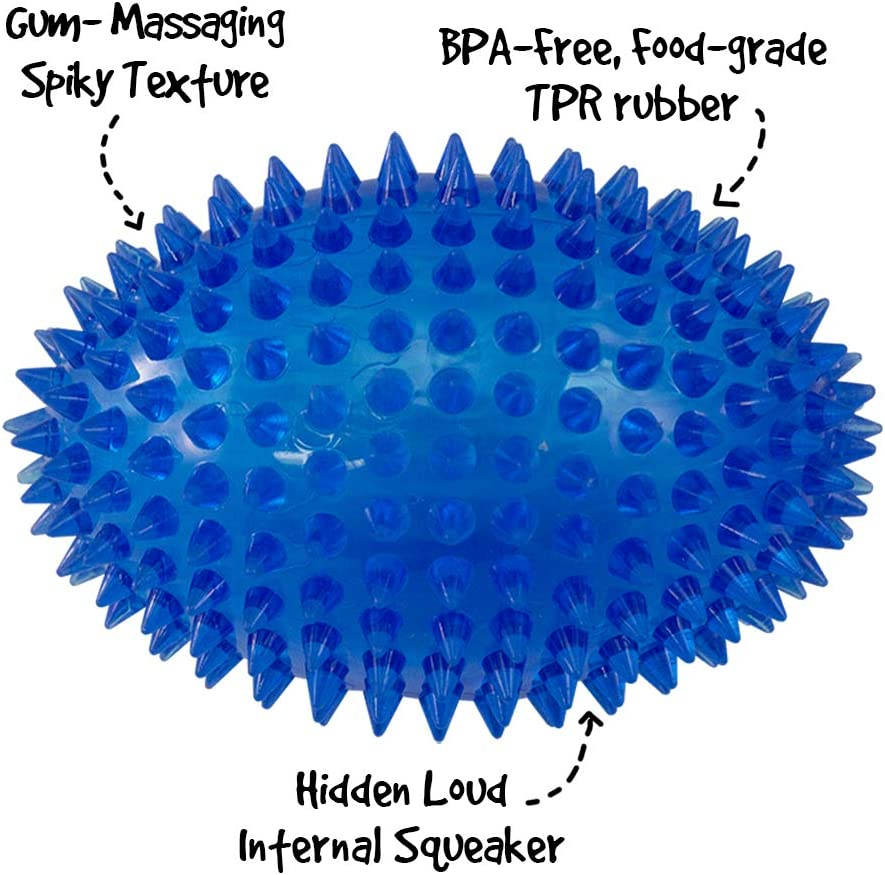 Gnawsome™ 4.5” Spiky Squeaker Football Dog Toy - Large, Cleans Teeth ...