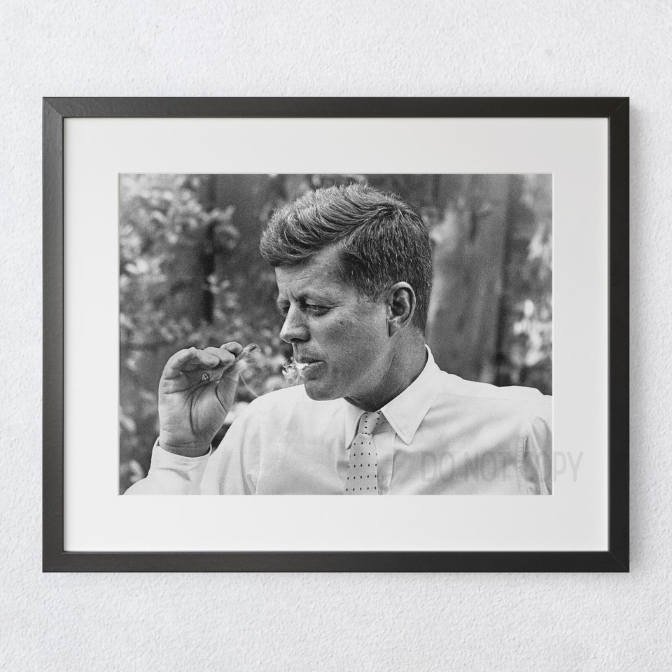 John F Kennedy (JFK) Smoking A Cigar Premium Art Print | eBay