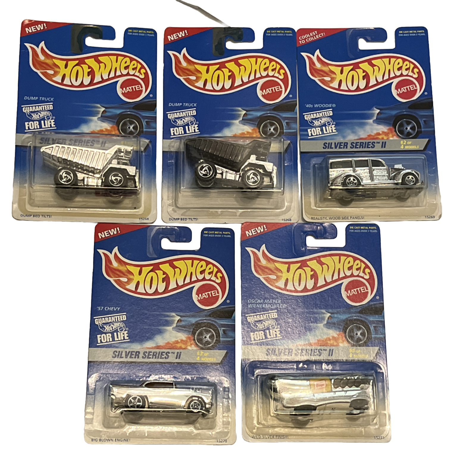 1996 Hot Wheels Silver Series II 4 Car Set Both Chrome And Black Dump ...