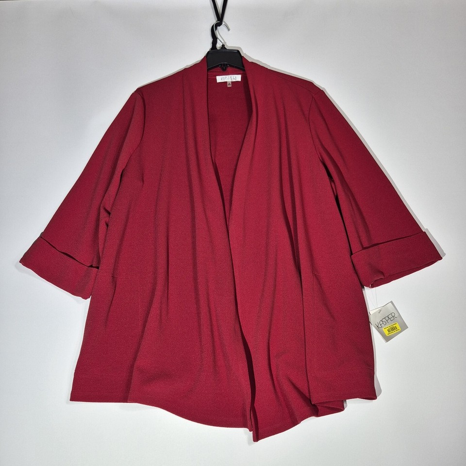 Kasper Women's Open Blazer Jacket Size 3X Red ¾ Sleeve NWT 15 | eBay
