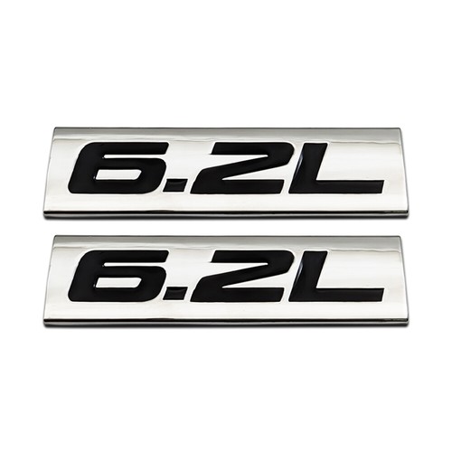 2x Chrome Black Metal Fender Trunk 6.2L Emblem V6 V8 Engine Logo 3D ...