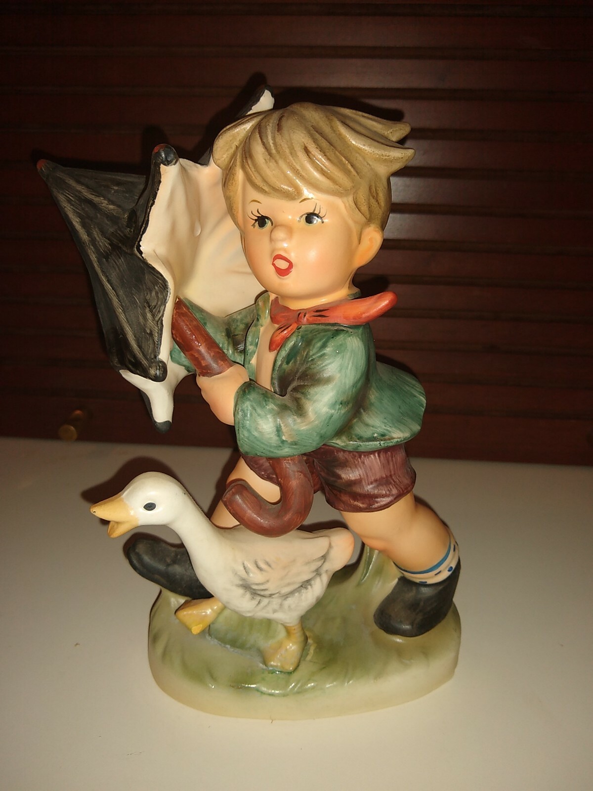Vintage Napcoware C8747 Figurine Boy with Umbrella & Goose Duck Ceramic ...