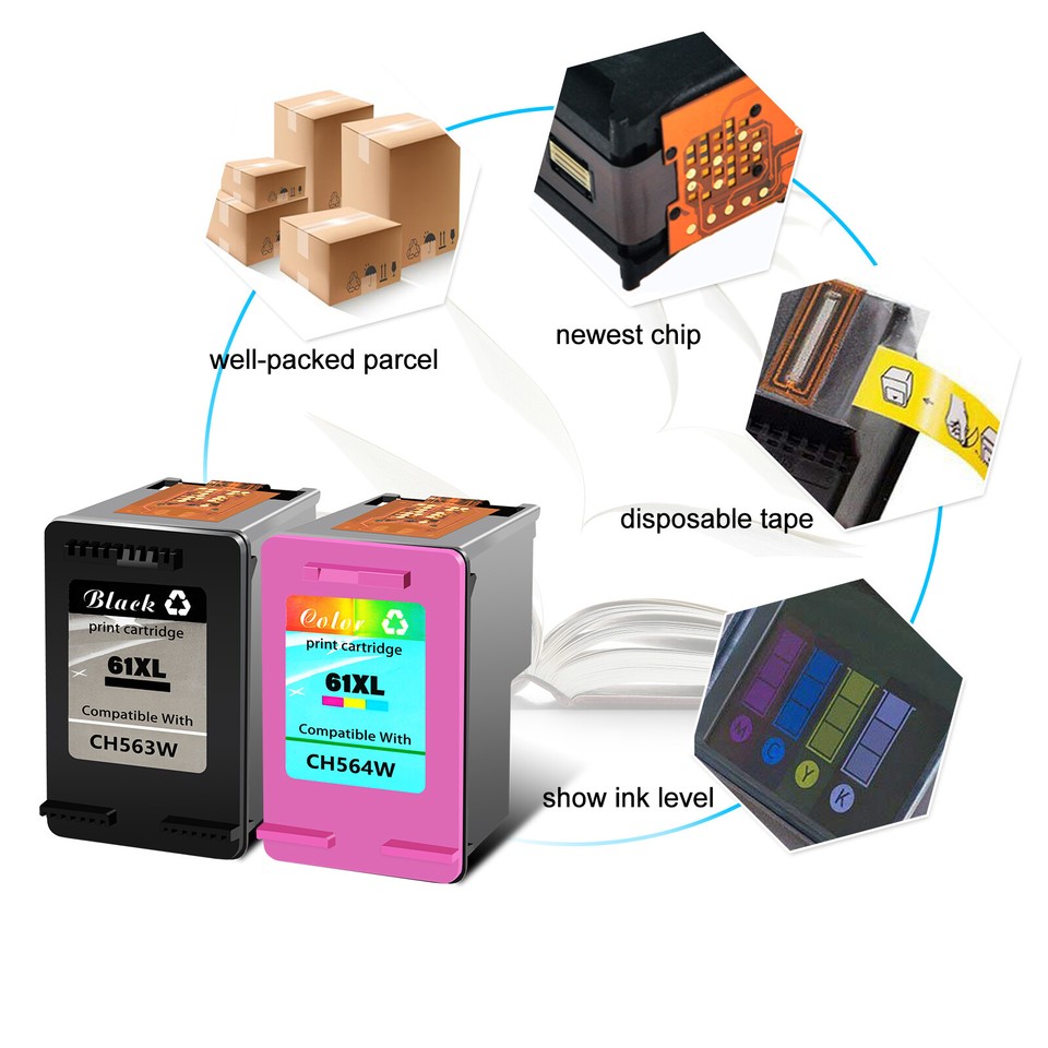 61XL Black Color Ink Cartridge Compatible with HP Officejet 2620 4630 ...