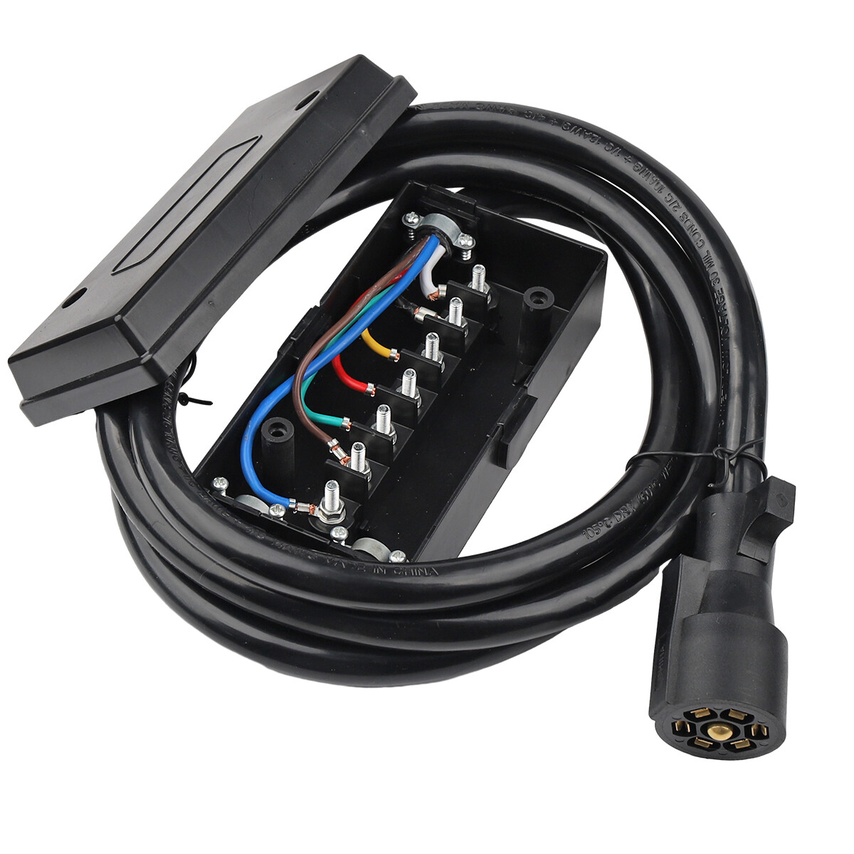 4ft 8ft Trailer Cord 7 Way Plug 7-Pole Inline Junction Box Wiring ...