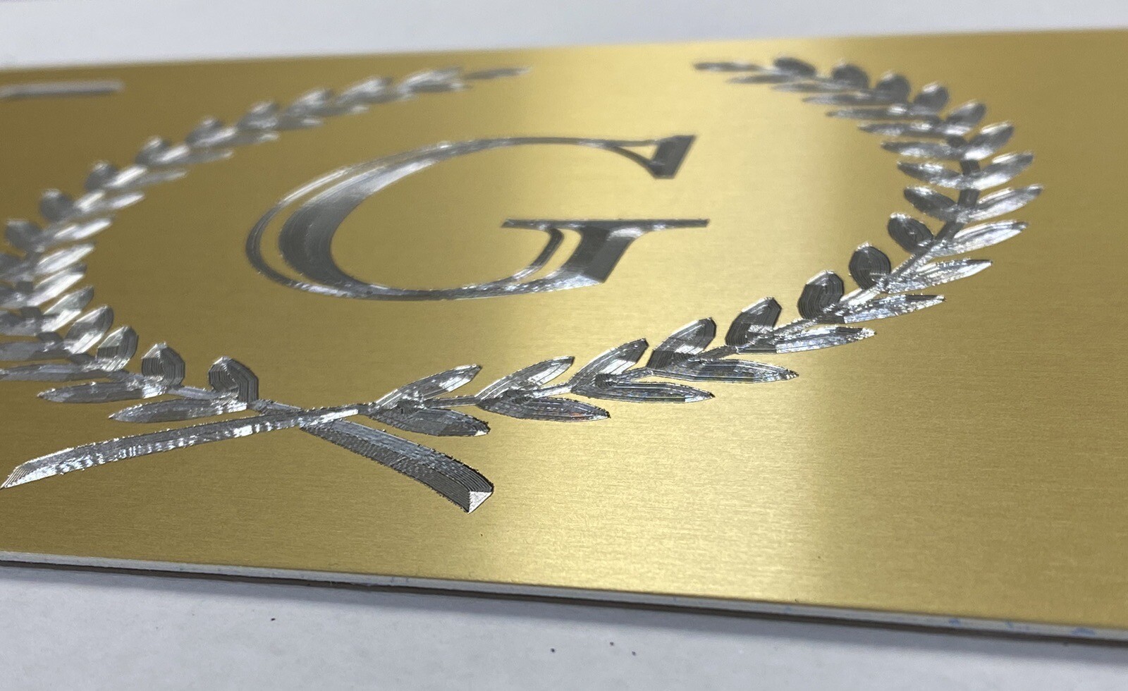 Engraved Custom Letter Monogram Crest Car Tag Diamond Etched Gold ...