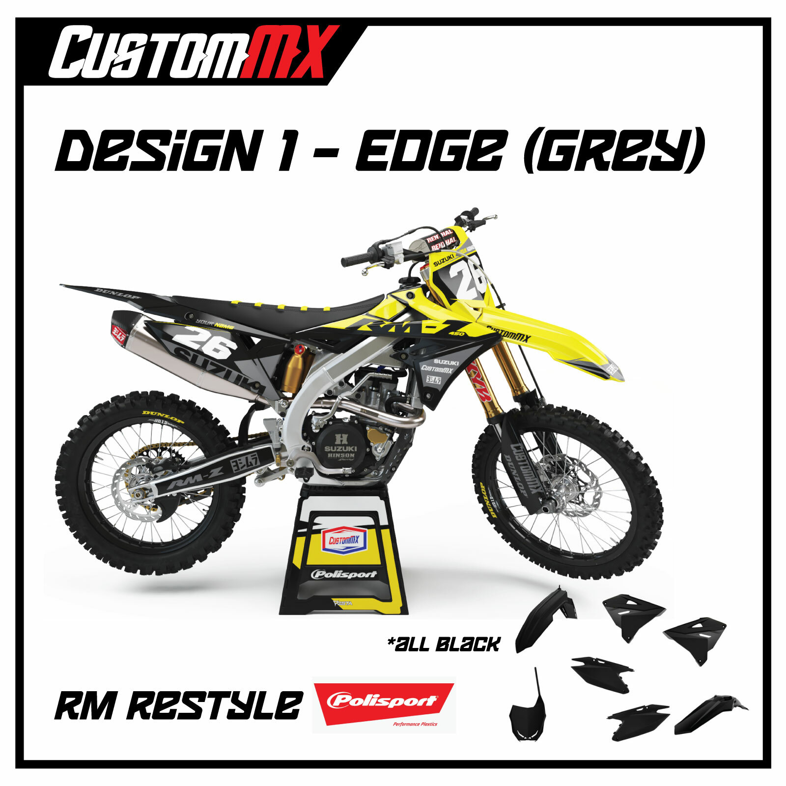 POLISPORT Restyle Plastics & Graphics Kit: Suzuki RM 125 RM250 2001 ...