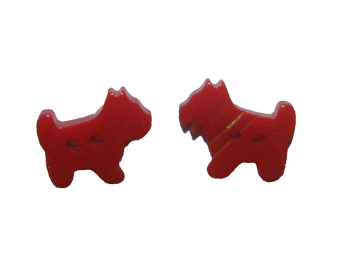 2 Vtg Cherry Red Bakelite Catalin Plastic Buttons Scottish Terrier ...