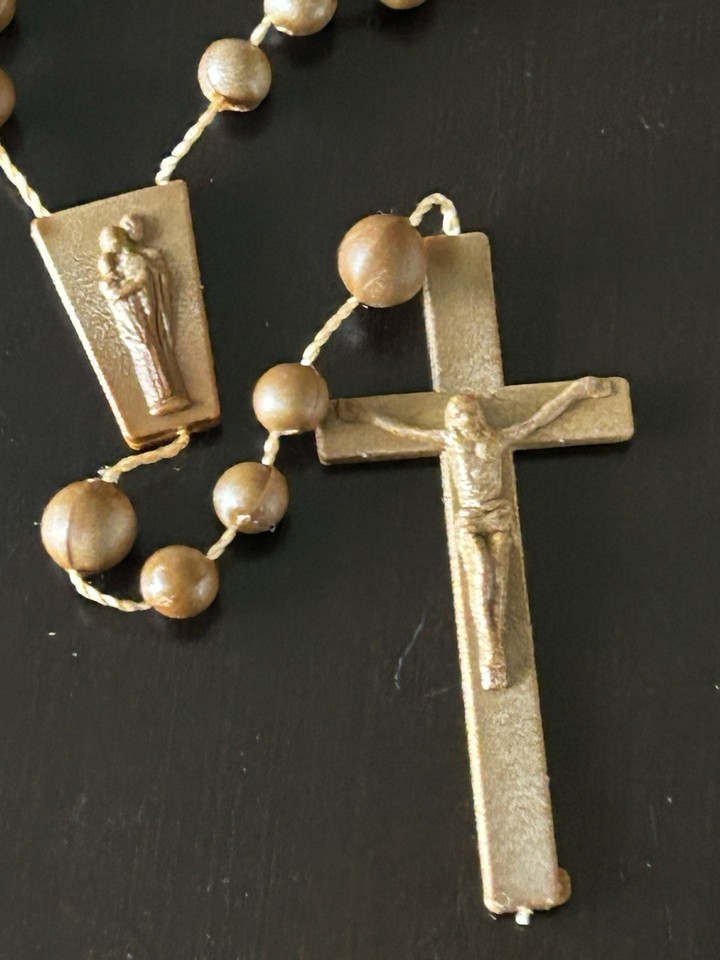 Brown Plastic Rosary Beads Baby Jesus 16” Long Excellent Gift FREE ...