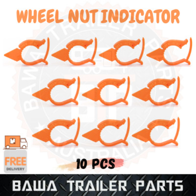 10x Wheel Nut Adjustable Indicator 19-23mm Multi-fit Orange Lug Safety ...