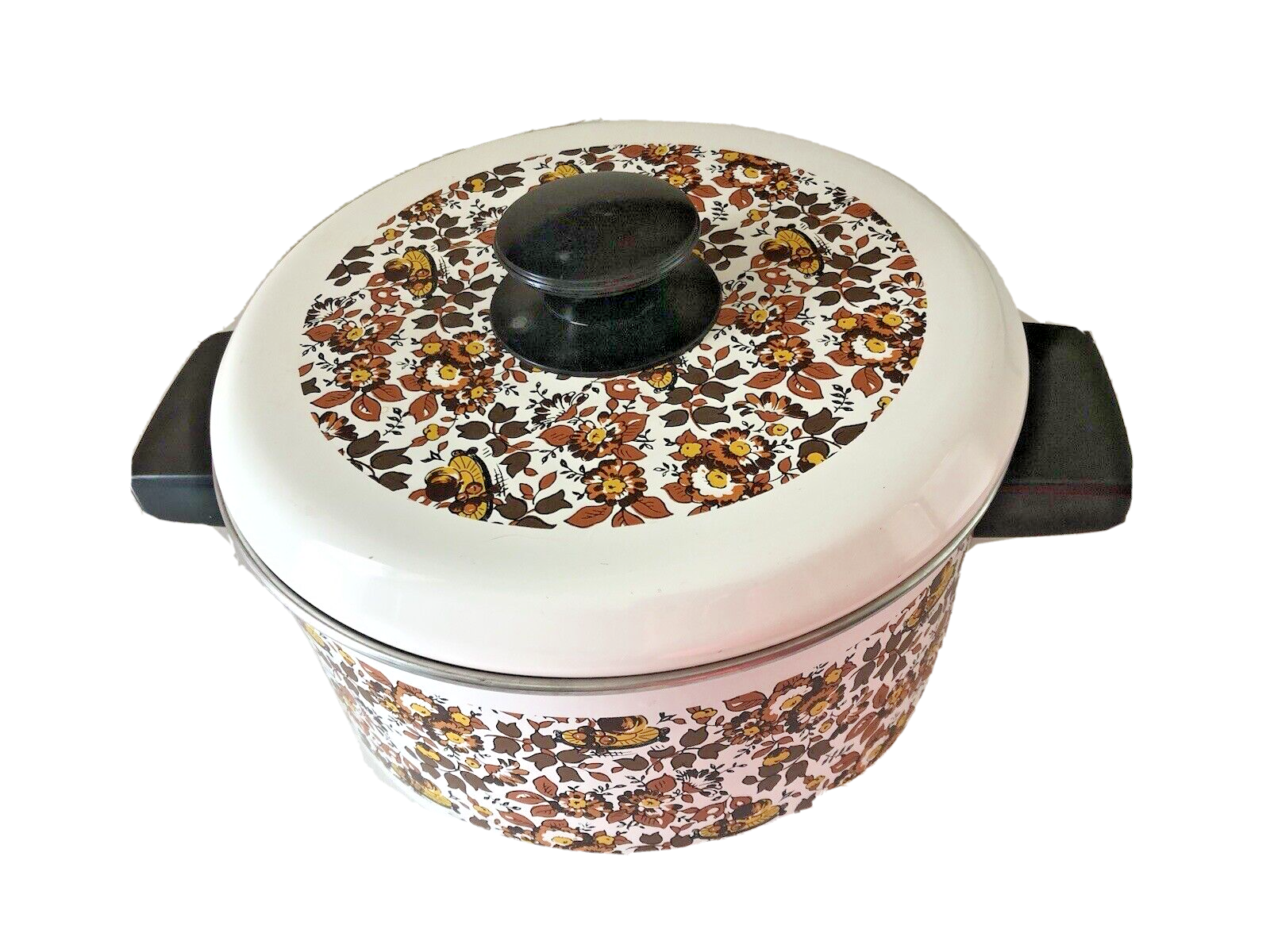 Vintage Mid Century Enameled 1 Quart Cooking Pot with Lid - Gold ...