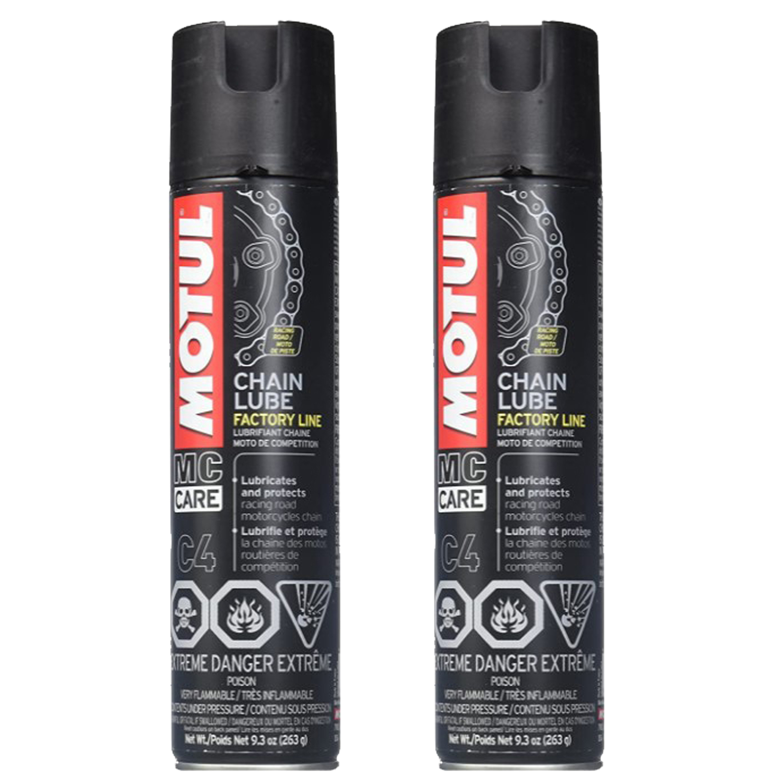 Motul Set of 2 C4 Chain Lubes Factory Line Spray 9.3oz. for O-Z-X ring ...