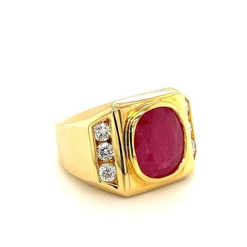Natural Red Ruby Diamonds Ring Gold Plated Silver Men's Ring | eBay