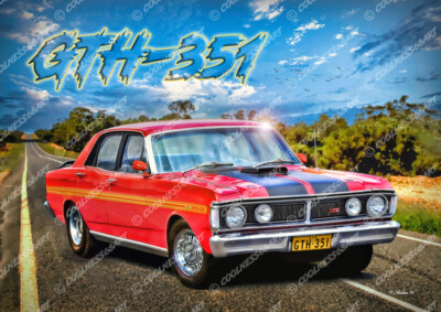 Running On Empty-GTH351 Original Art Print/Ford Falcon/Movie Car/Car ...