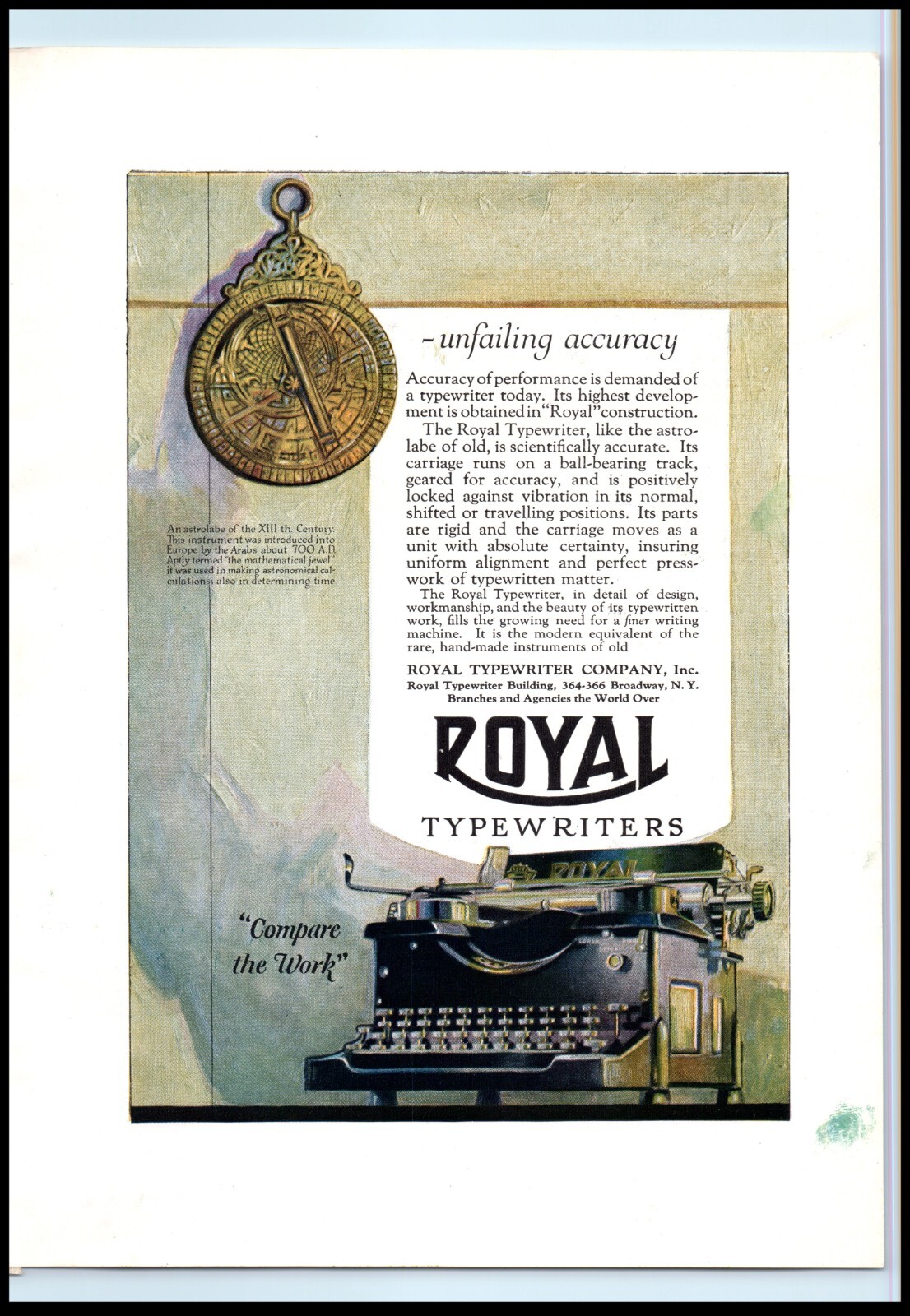 1921 Royal Typewriters Unfailing Accuracy NY Ephemera Vintage 20's ...