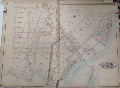 1908 LONG ISLAND CITY PS 80 NEWTOWN CREEK TO VAN PELT QUEENS NY ATLAS ...