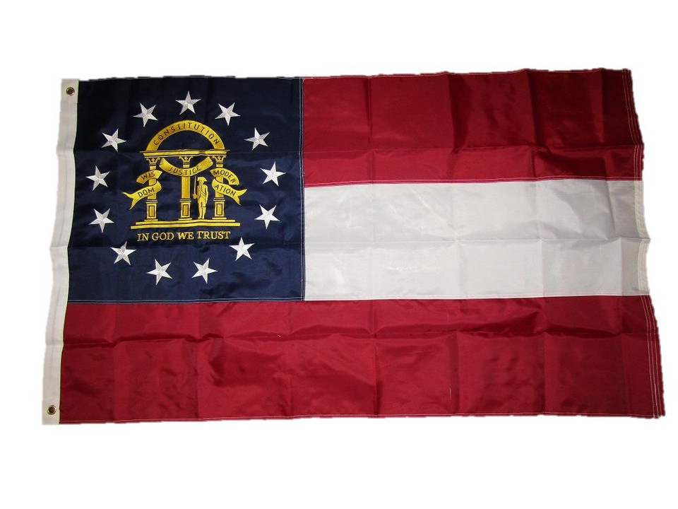 3x5 Embroidered State of Georgia Sewn Nylon Flag 3'x5' Grommets Double ...