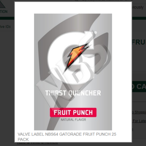 VALVE LABEL NBS64 GATORADE FRUIT PUNCH 25 PACK # VI05643061A | eBay