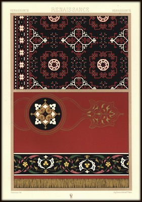 CHROMOLITHOGRAPHIC PLATE - 15TH CARPET ORNAMENTAL MOTIFS - ITALIAN ...