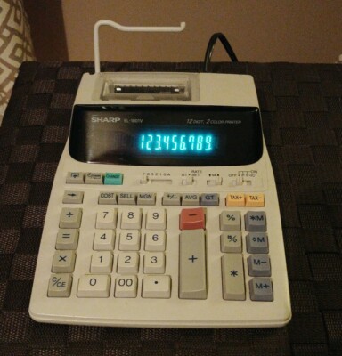 Sharp 12 Digit 2 Color Printing Adding Machine EL-1801V Calculator ...
