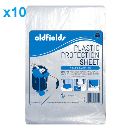 10-Pack of Paint Drop Sheet Dust Cover Sheets 2.7x3.6m Plastic ...