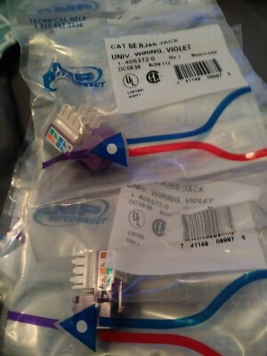 LOT OF 8 AMP NETCONNECT CAT 5E RJ46 JACK VIOLET 406372-0 | eBay