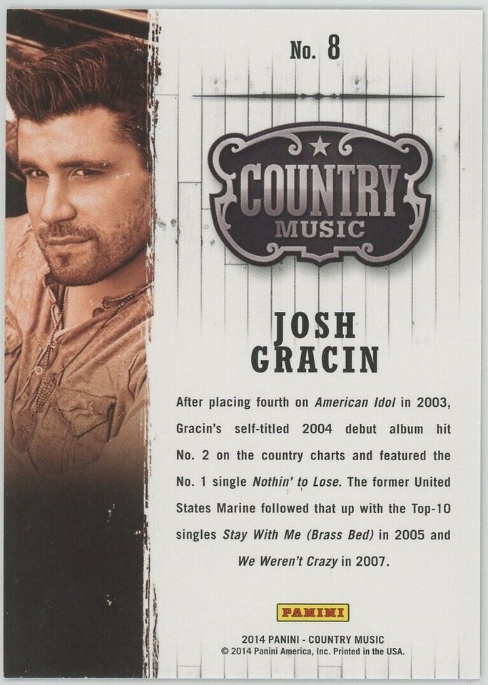 2014 Panini Country Music Josh Gracin Green Parallel #8 | eBay