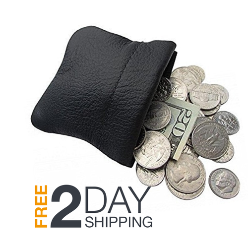 Leather Pouch Purse Coin Holder Pocket Handbag Wallet Squeeze Money ...