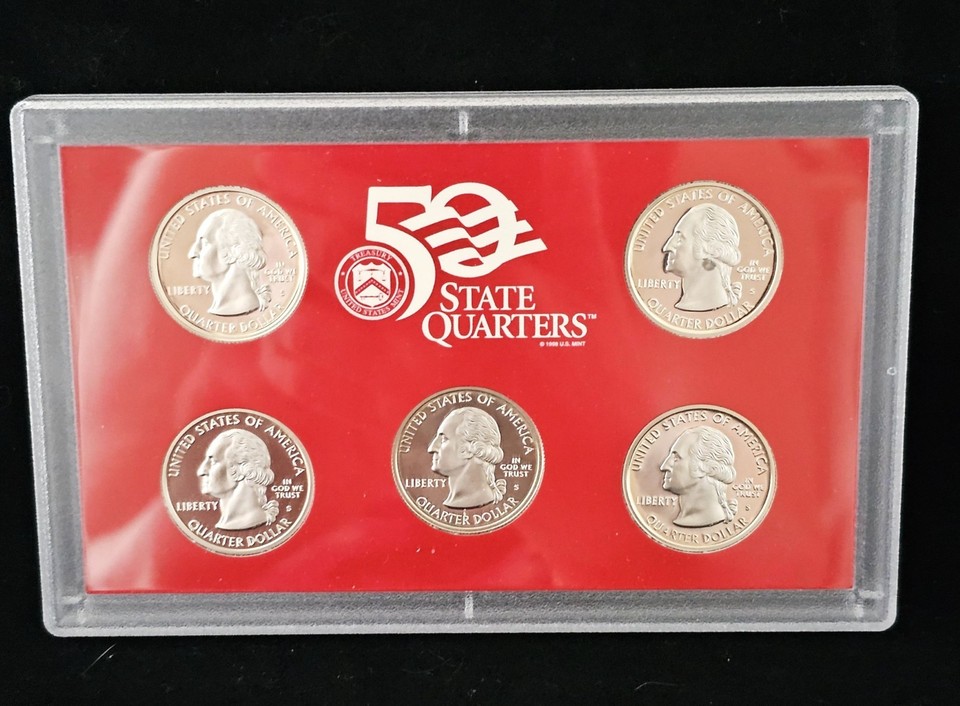 1999 S 50 State Quarters Silver Proof Mint Set Includes 5 State ...