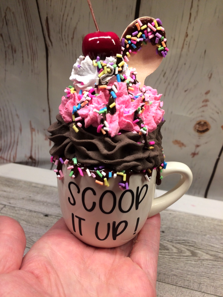 Cute Neapolitan SCOOP IT UP Ice Cream Mini Mug Fake Bake Whipped Cream ...