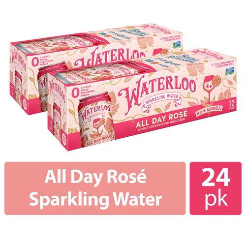 Waterloo Sparkling Water, Rose, 12 fl oz, 24 Pack Cans | eBay