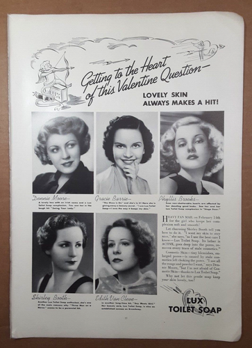 1937 LUX SOAP Magaz AD~Dennie MOORE~Gracie BARRIE~Phyllis BROOKS~Edith ...
