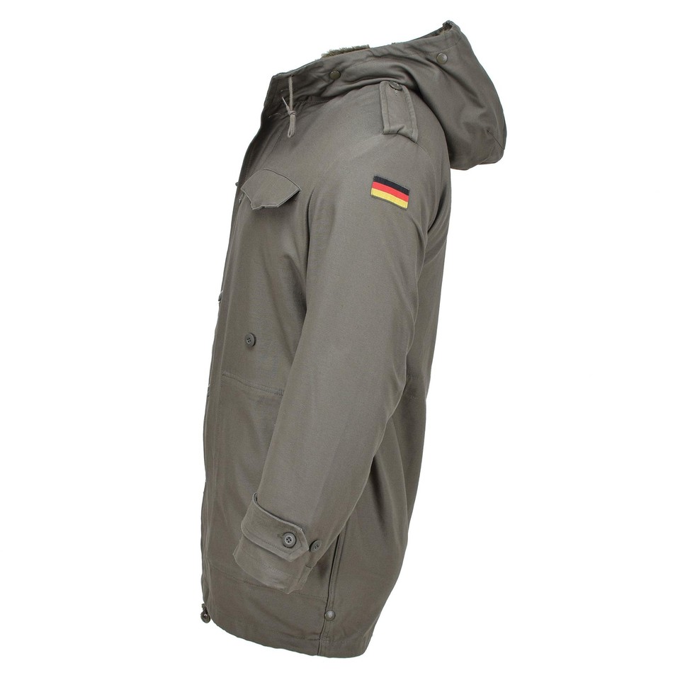 MIL-TEC German military style parka faux fur liner hooded storm flap ...