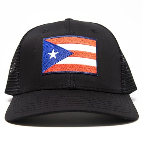New Puerto Rico Flag Hats - Snapback Trucker Baseball Hat (All Black ...