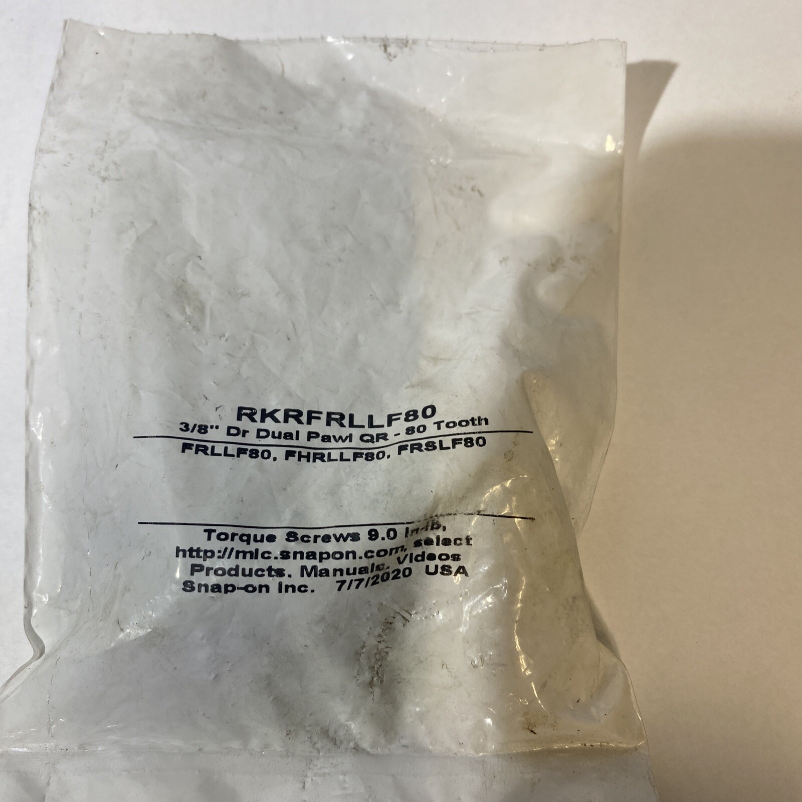 Snap On Tools 3/8" Dr Dual Pawl QR 80 Tooth Drive Ratchet Repair Kit ...