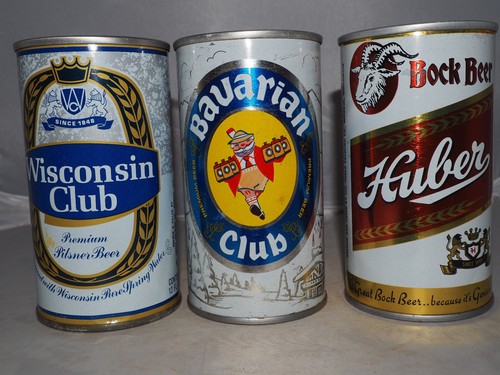 Wis. Club, Bavarian Club &Huber Bock B/O 12 Oz. Pull Tab Cans J. Huber ...