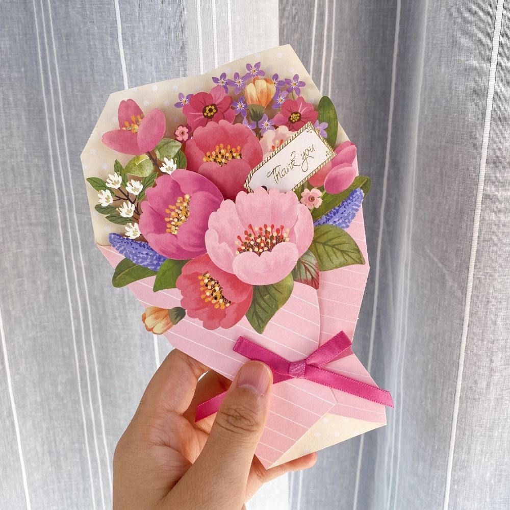 Blessing Flower Bouquet Greeting Card Blessing Thank Card Mother's Day ...