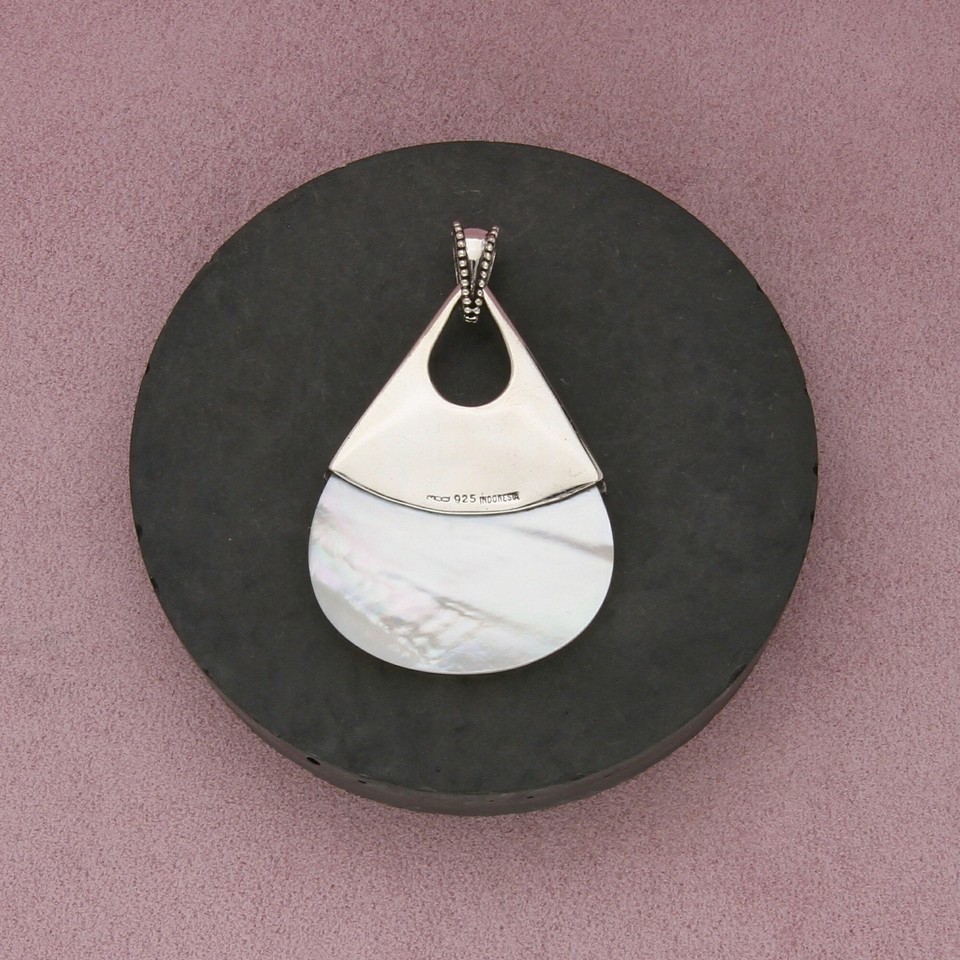 sterling silver bali mother of pearl tear drop pendant | eBay